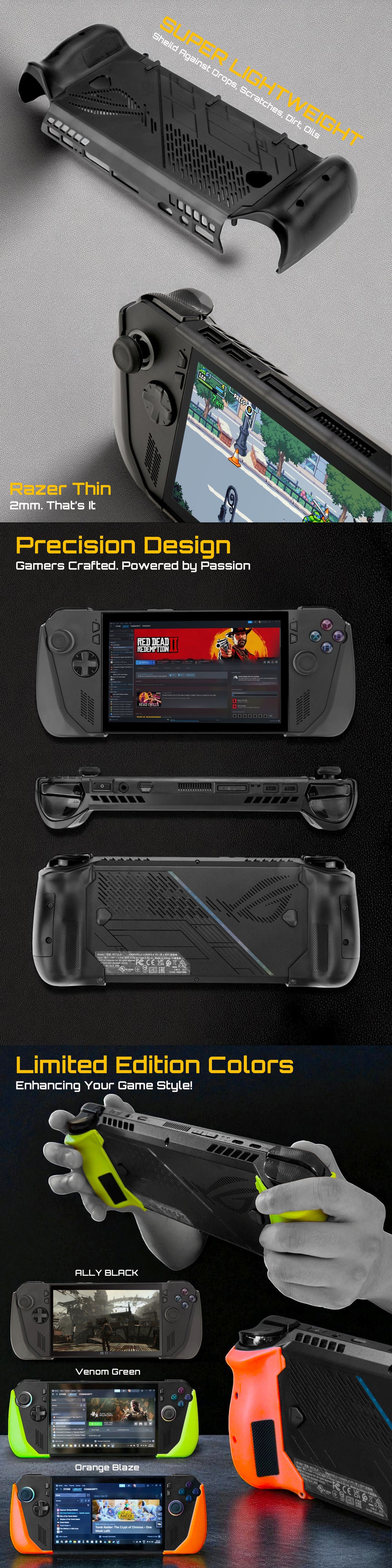 Ergonomic Comfort Grips & Convertible Protective Case for ASUS ROG ALL ...